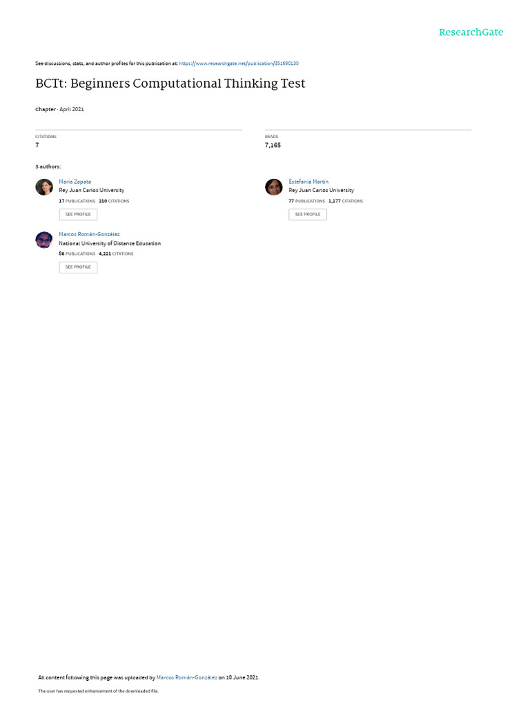 BCTT BeginnersComputationalThinkingTest | PDF