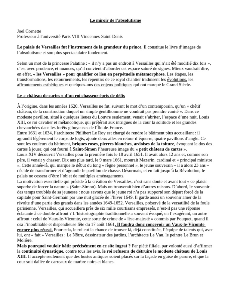 Versailles : Symbole de l'Absolutisme | PDF | Château de Versailles