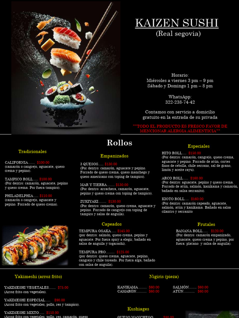 Kaizen Menu-1 | PDF | Cocinando | Cocina occidental