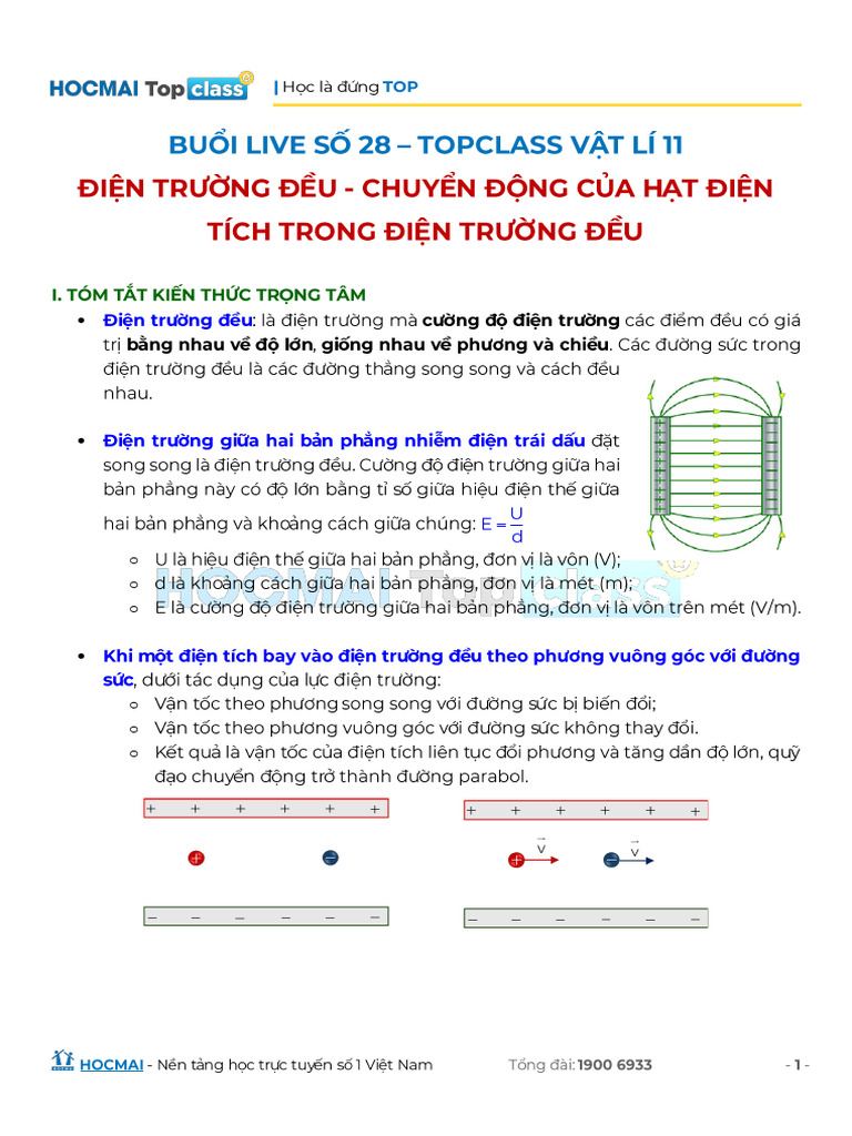 B28. Dien Truong Deu. Chuyen Dong Cua Hat Dien Tich Trong Dien Truong ...