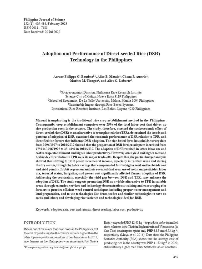 Adoption and Performance of DSR Technology in the Phils | PDF