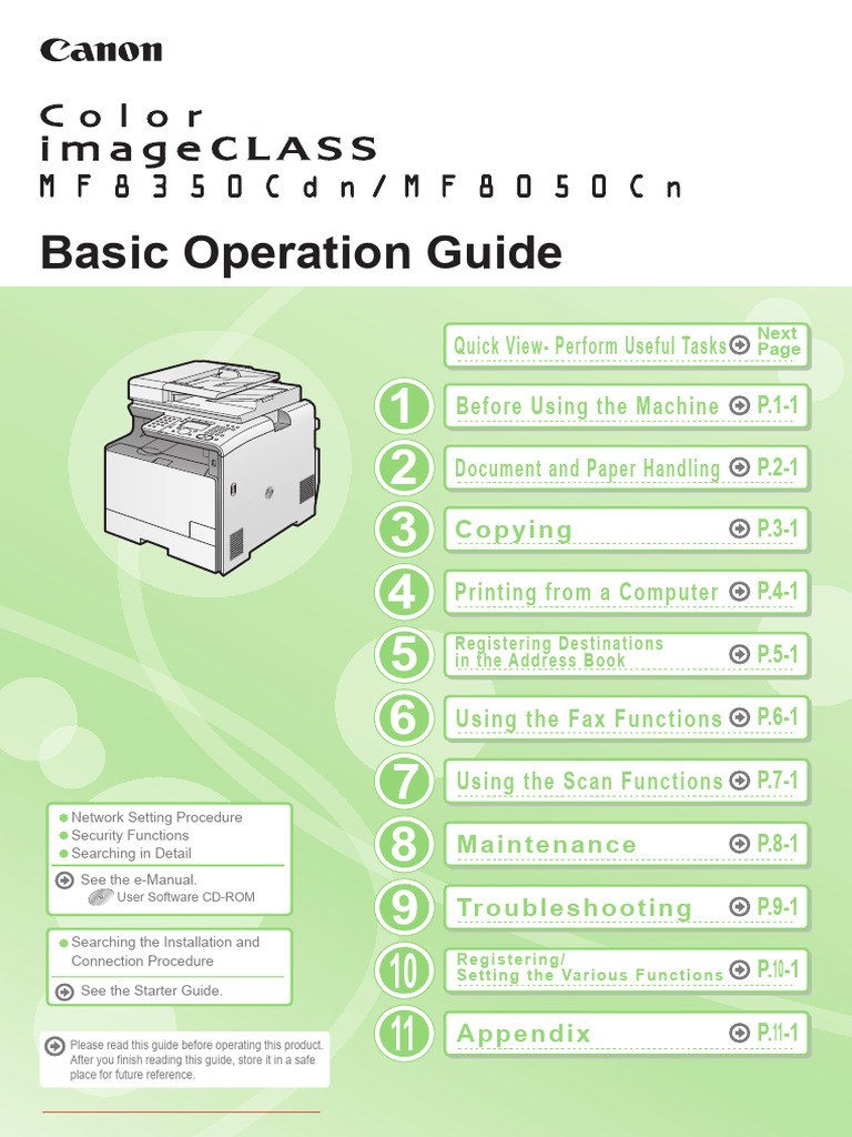 IC MF8050 MF8350 Basic Operation Guide | PDF | Image Scanner | Printer (Computing)
