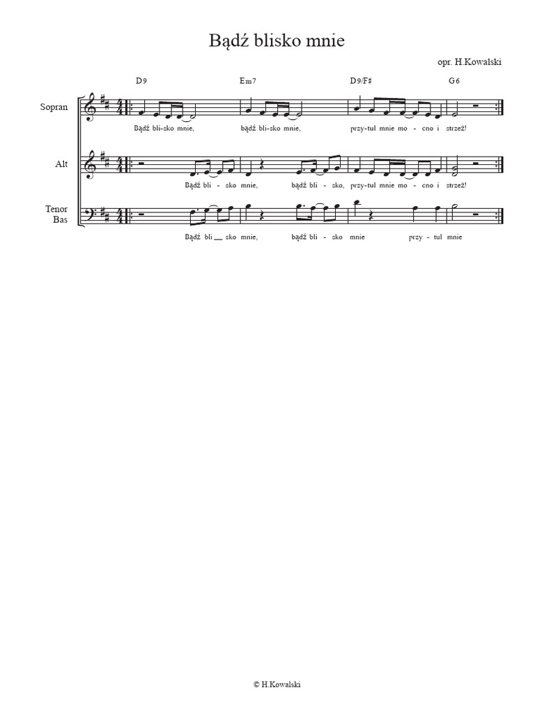 Badz blisko mnie - Score | PDF