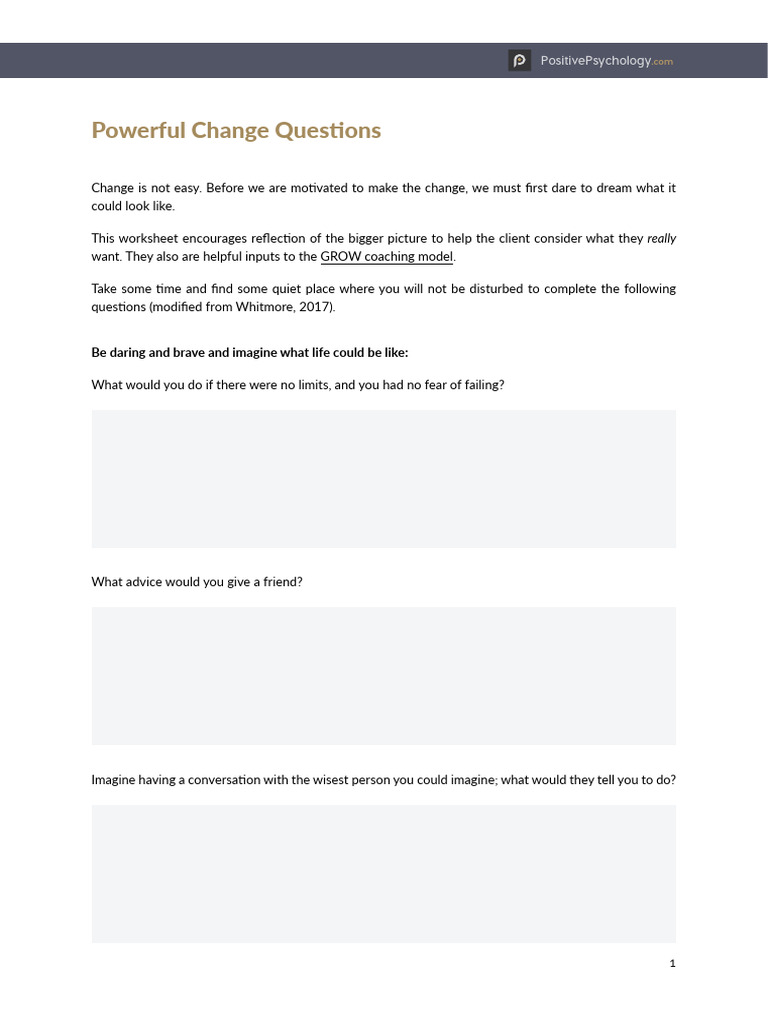 Reflective Questions for Life Change | PDF