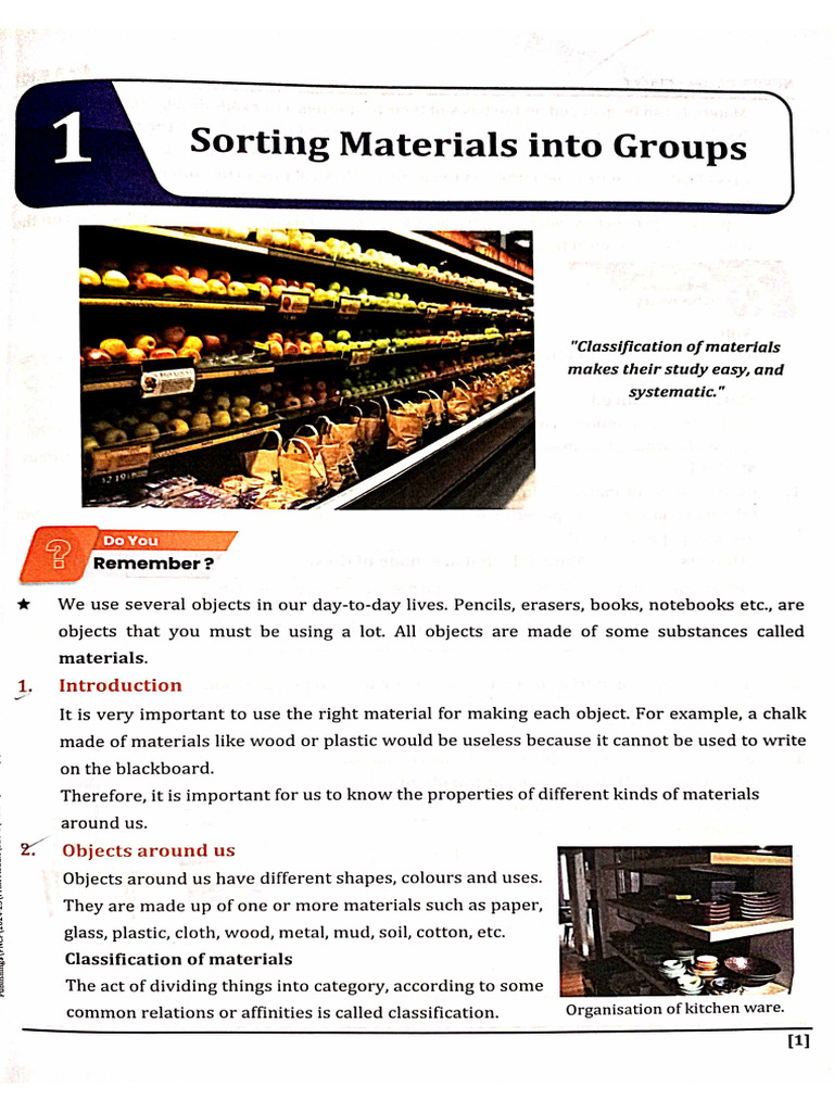class 6 sorting materials into groups | PDF