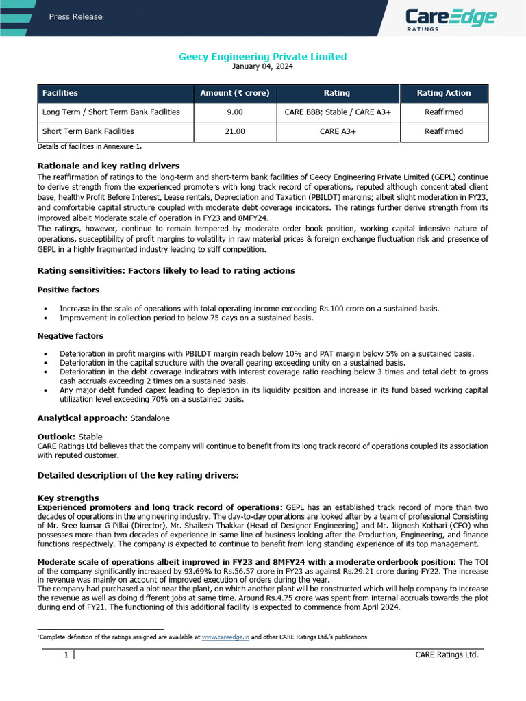Geecy Engineering Private Limited | PDF | Foreign Exchange Market | Debt