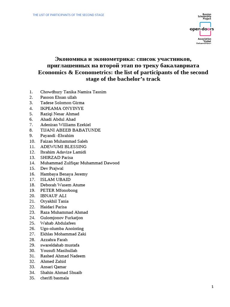 The - List - of - Participants - of - The - Second - Stage of The ...