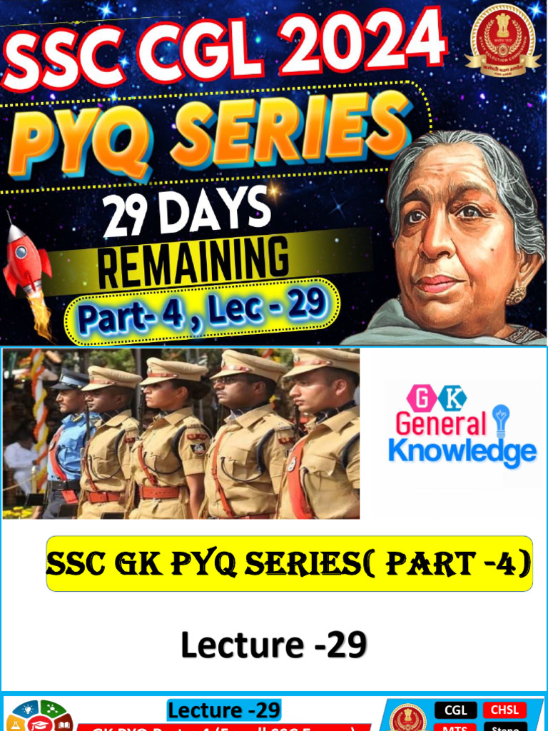 Lecture - 29 (SSC GK PYQ Part -4) | PDF