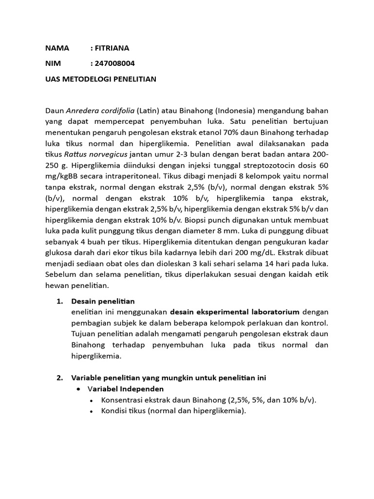 Fitriana, Tugas Uas Metodelogi Penelitian | PDF