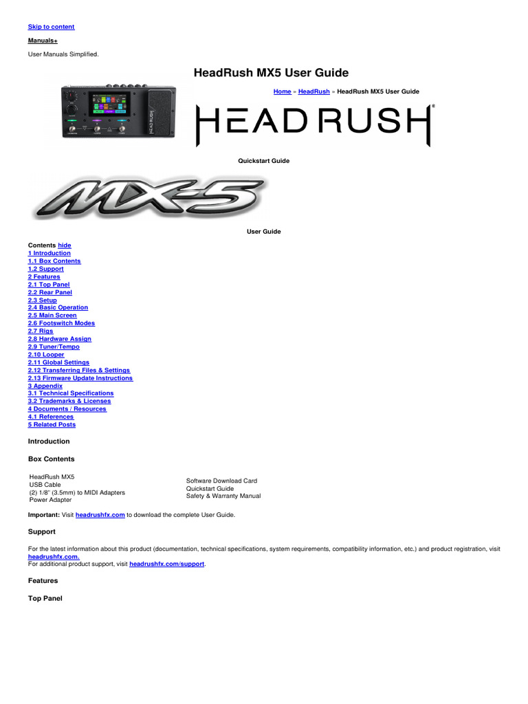 headrush-mx5-manual | PDF | Equalization (Audio) | Computing