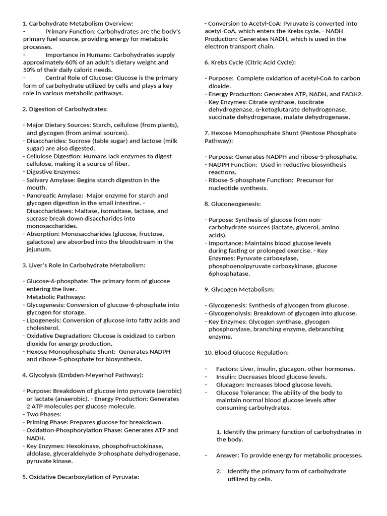 Chapter 7 Carbohydrates Metabolism | PDF | Glucose | Glycolysis