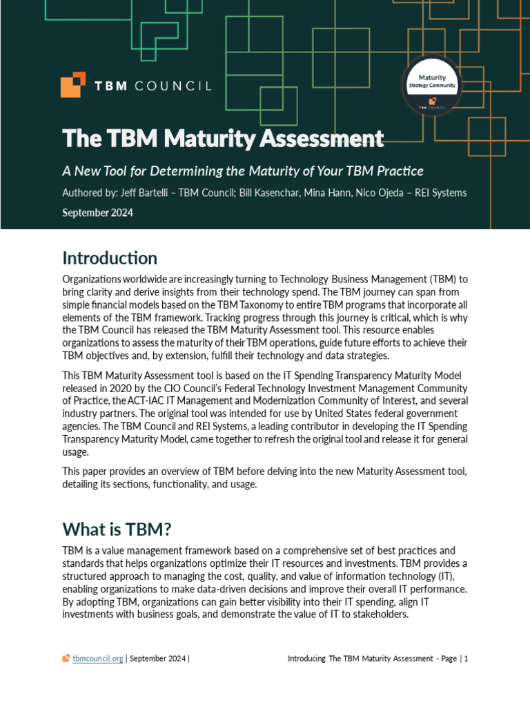 The TBM Maturity Assessment | PDF | Performance Indicator | Governance