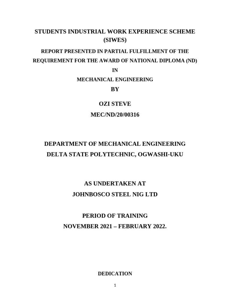 Boborwei Report Mechanical | PDF