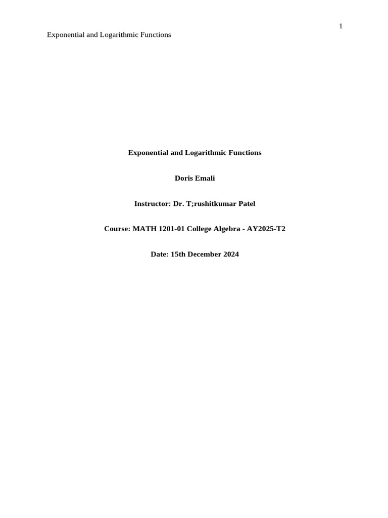 Math Assignment Unit 5 - MATH 1201-01 - AY2025-T2 | PDF | Exponential Function | Exponentiation