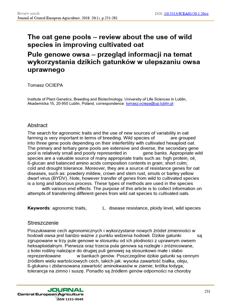 3-THOMAS The - Oat - Gene - Pools - Review - Avena | PDF | Oat | Ploidy