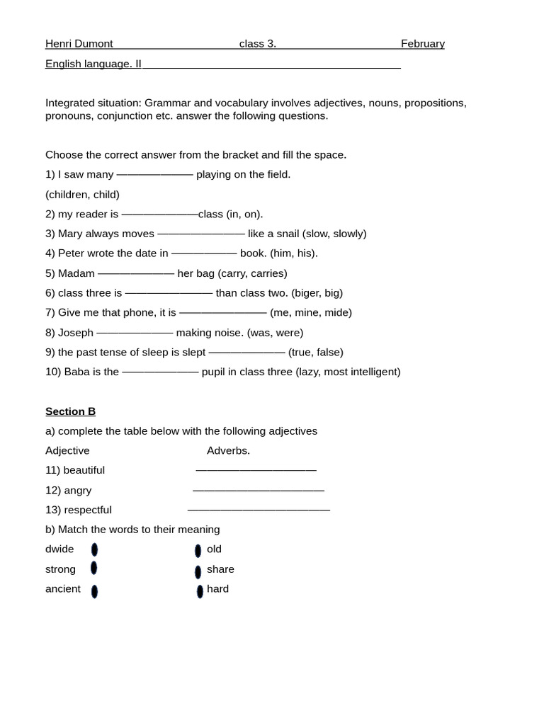 englesh language class 3 1 | PDF