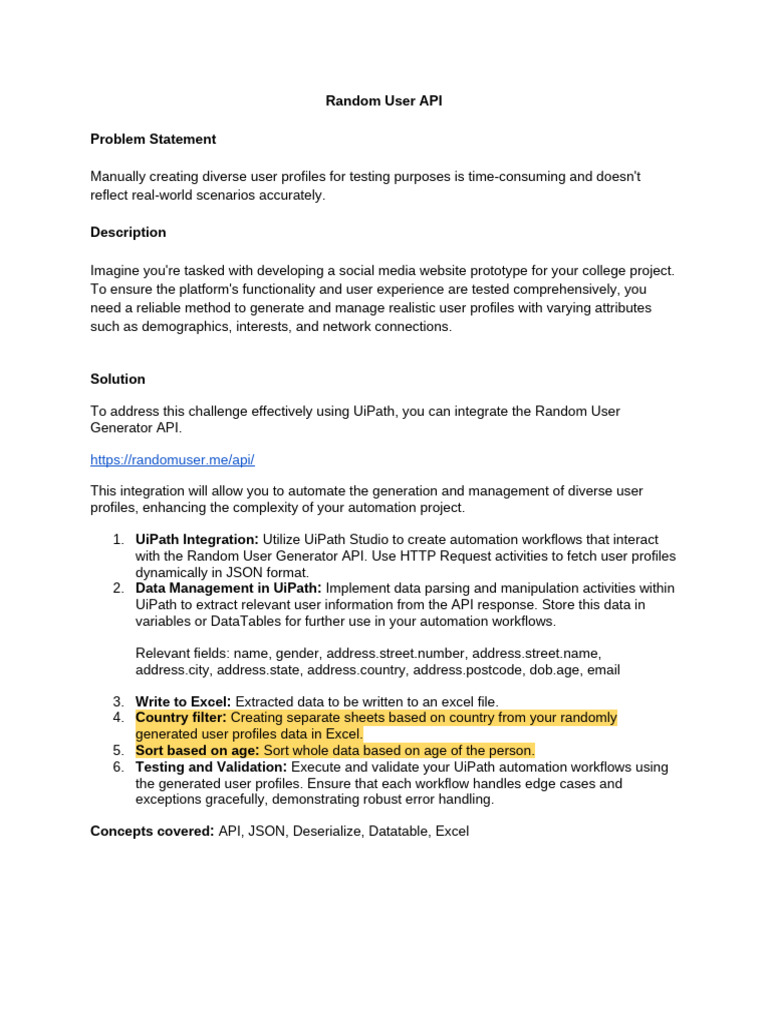 1. Random User API | PDF 1. Random User API | PDF