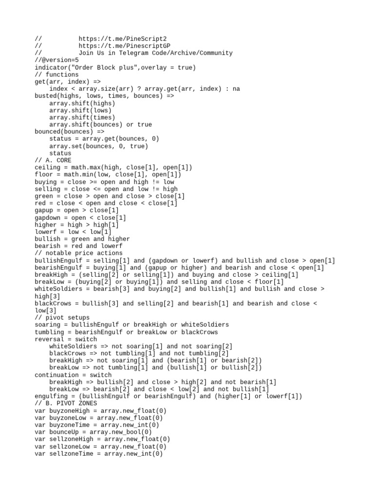 Order Block Plus Pine Script Code | PDF | Market Trend | Private Sector