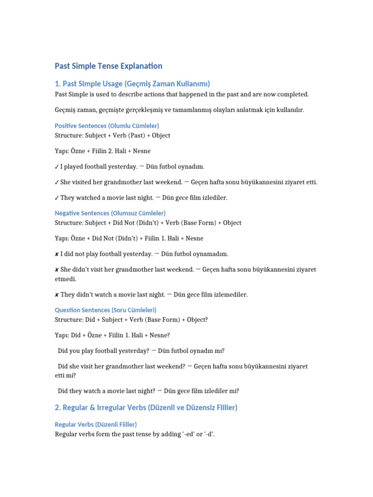Past Simple Tense | PDF