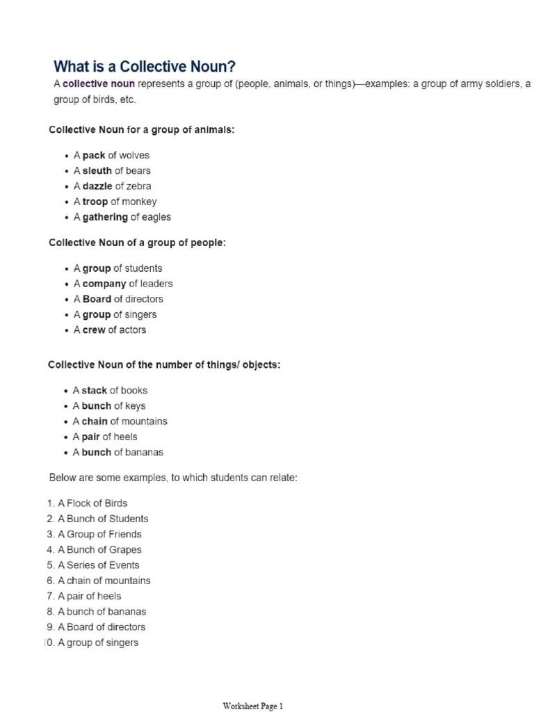 G3 CollectiveNouns Part1 | PDF