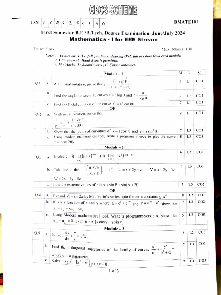 MATH- I ECE QN PAPER | PDF | Numerical Analysis | Algorithms