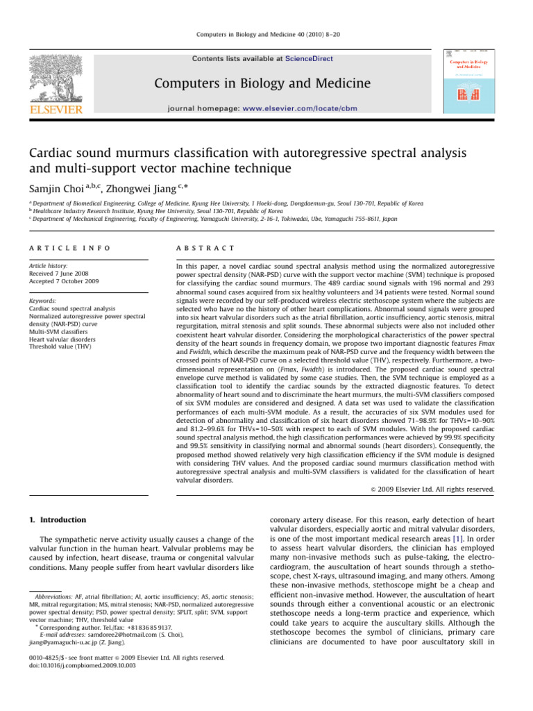 Cardiac Sound Murmurs Classification | PDF | Heart | Wavelet