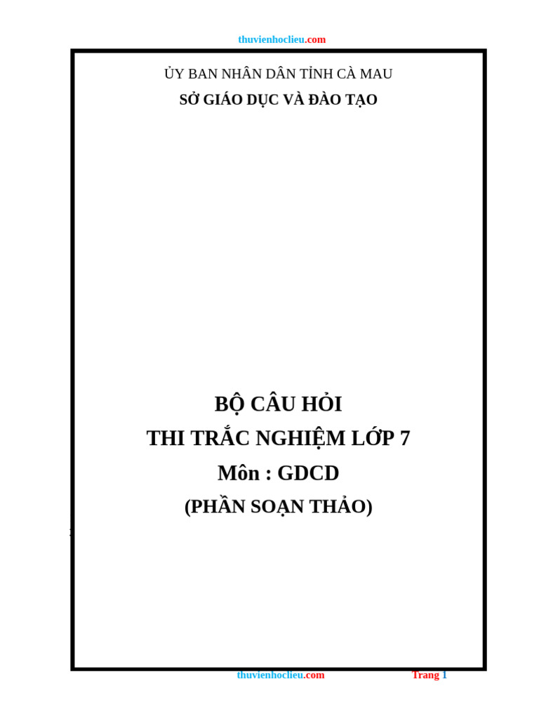 Trac Nghiem GDCD 7 Ca Nam | PDF