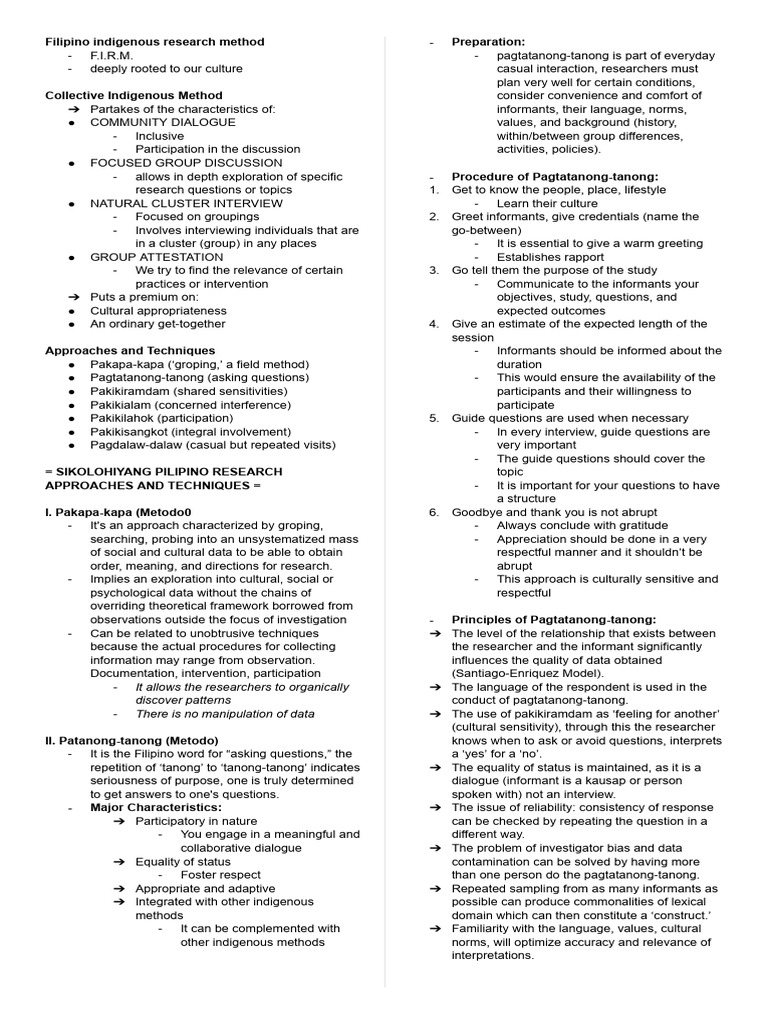 Discussion 7_ Filipino Indigenous Research Methods | PDF | Narrative ...