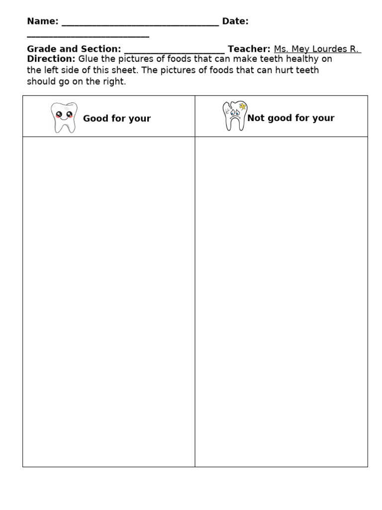 Dental Hygiene Activities for Kids | PDF