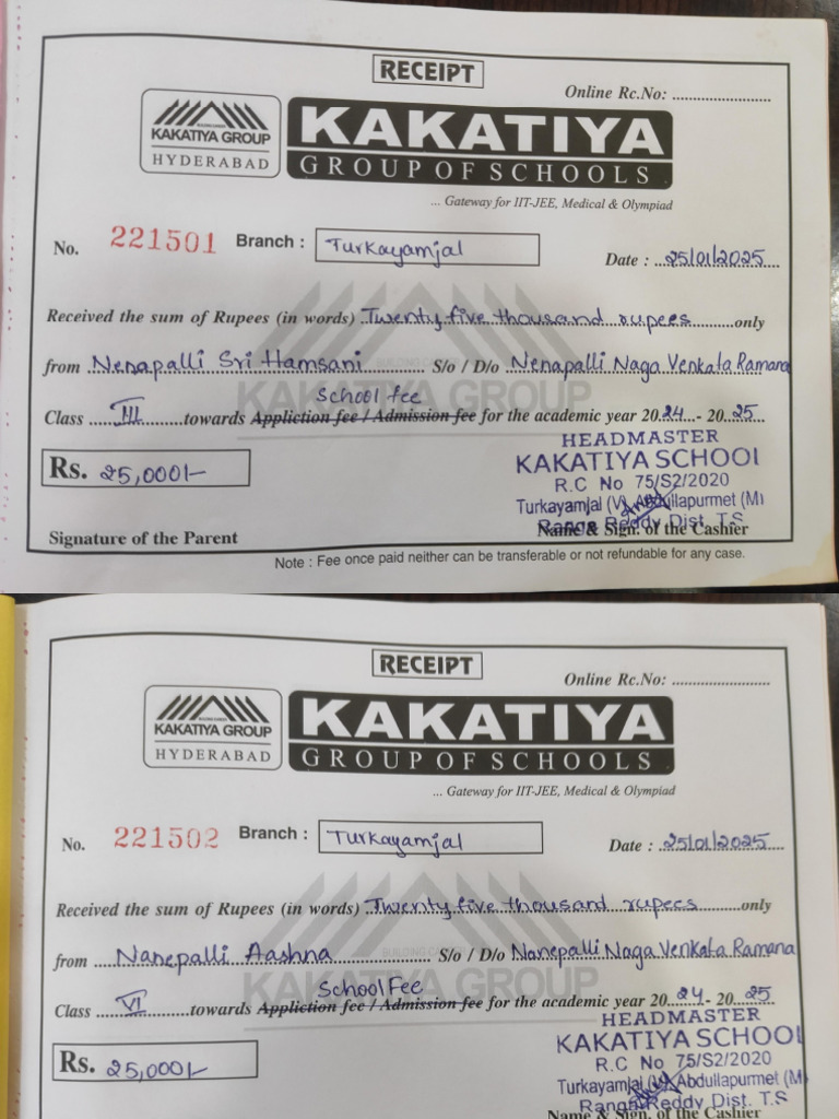 Children School Fee Reciepts | PDF