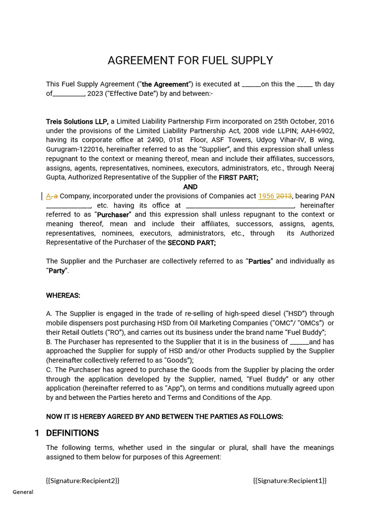 Fuel Supply Agreement Overview | PDF | Arbitration | Damages