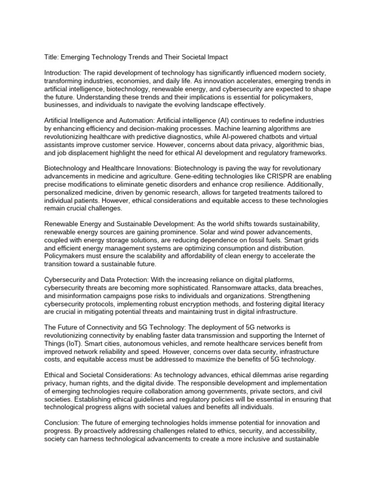 Emerging Tech Trends and Societal Impact | PDF | Artificial ...