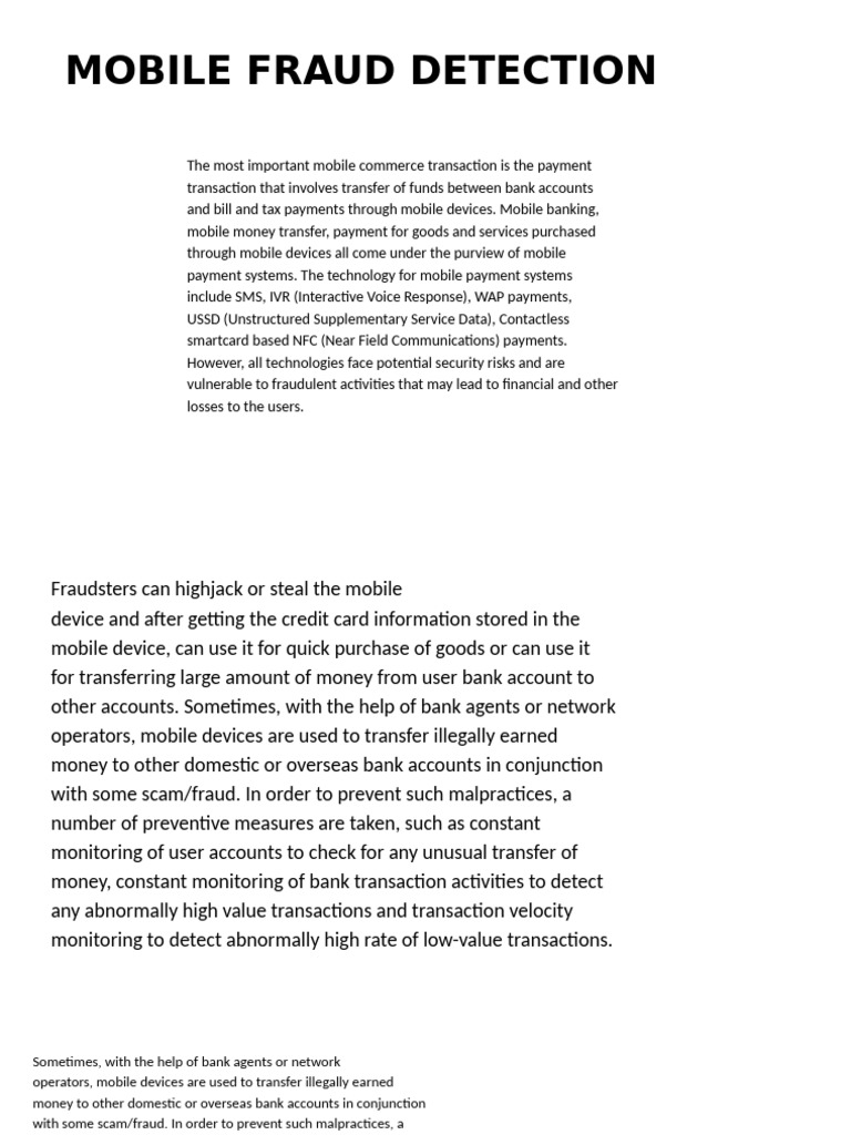 MOBILE FRAUD DETECTION | PDF | Databases | Computer Network