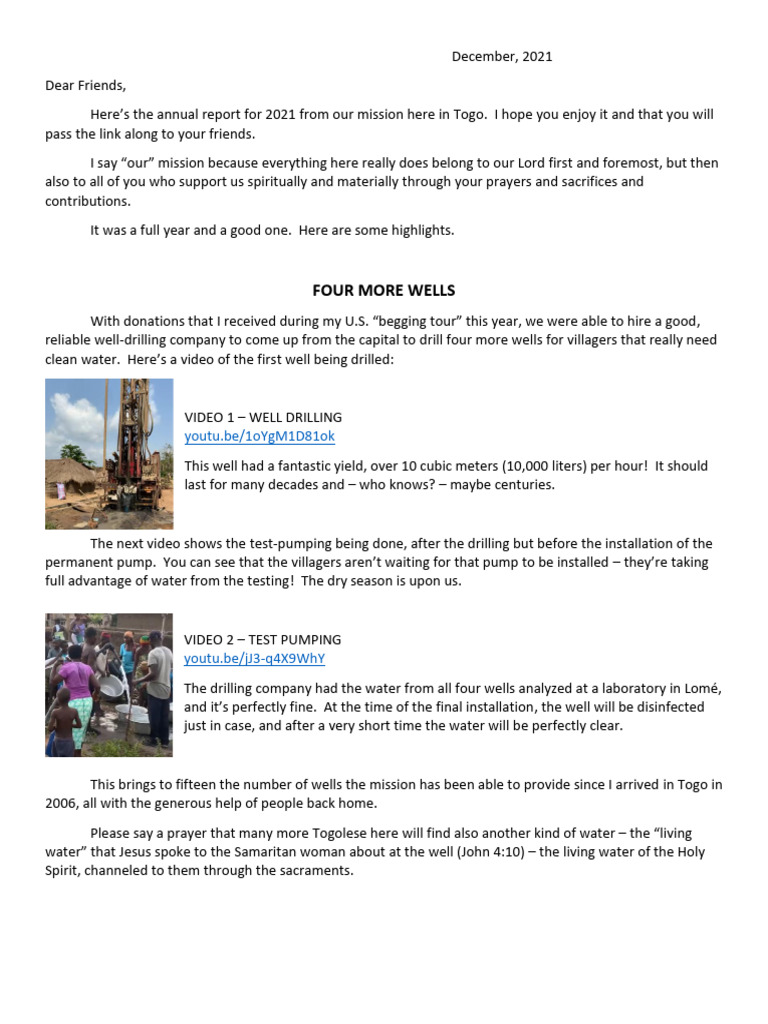 December 2021 Mission Report 1 | PDF | Mary, Mother Of Jesus | Eucharist