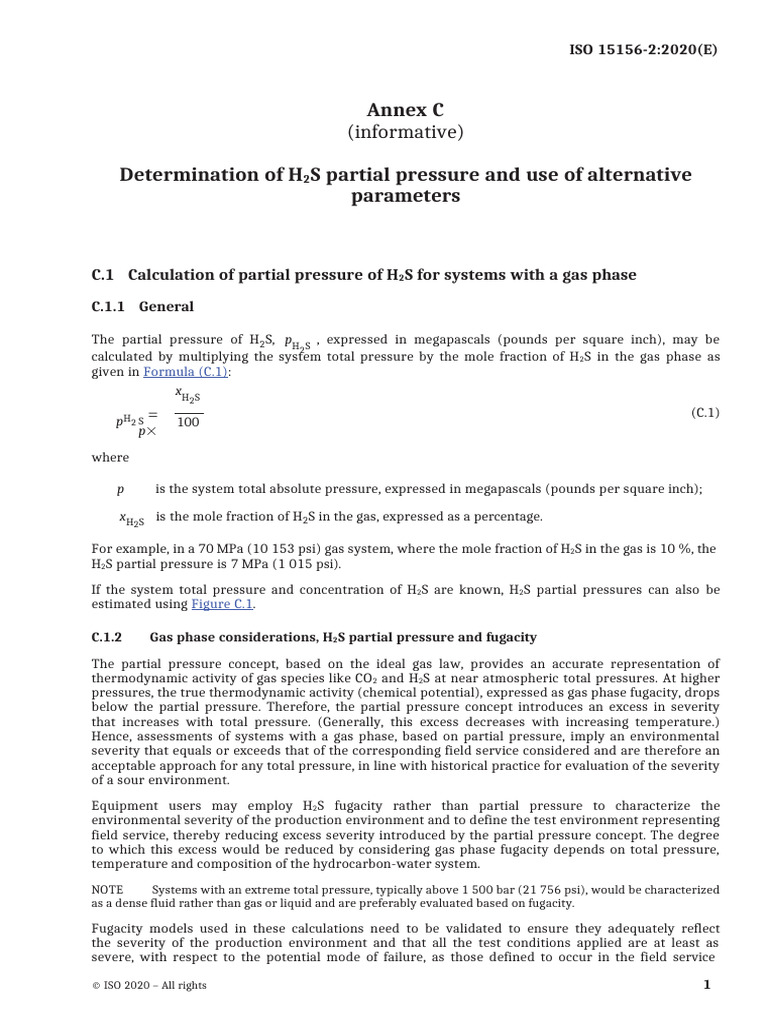 H2S Partial Pressure Guidelines | PDF | Pressure | Phase (Matter)
