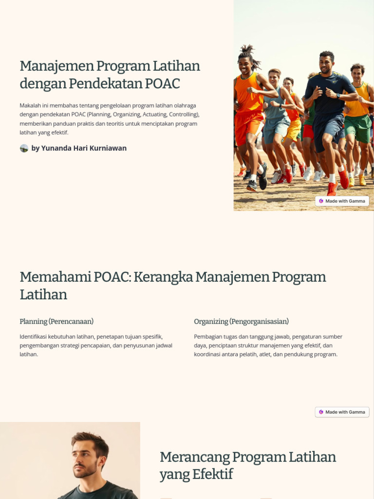Manajemen Program Latihan Dengan Pendekatan POAC | PDF