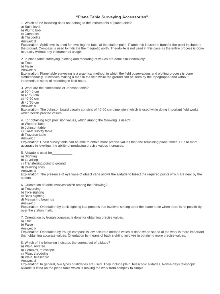 9)Plane Table Surveying | PDF | Surveying | Compass