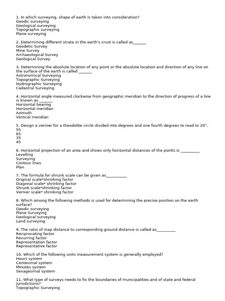 Survey Test | PDF | Surveying | Compass