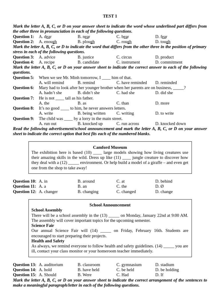 English Exam Practice | PDF | Luck | Traditions