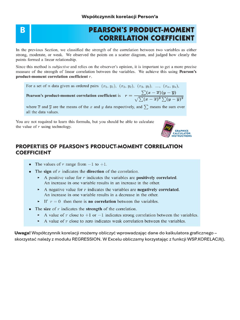 Współczynnik Korelacji Person | PDF