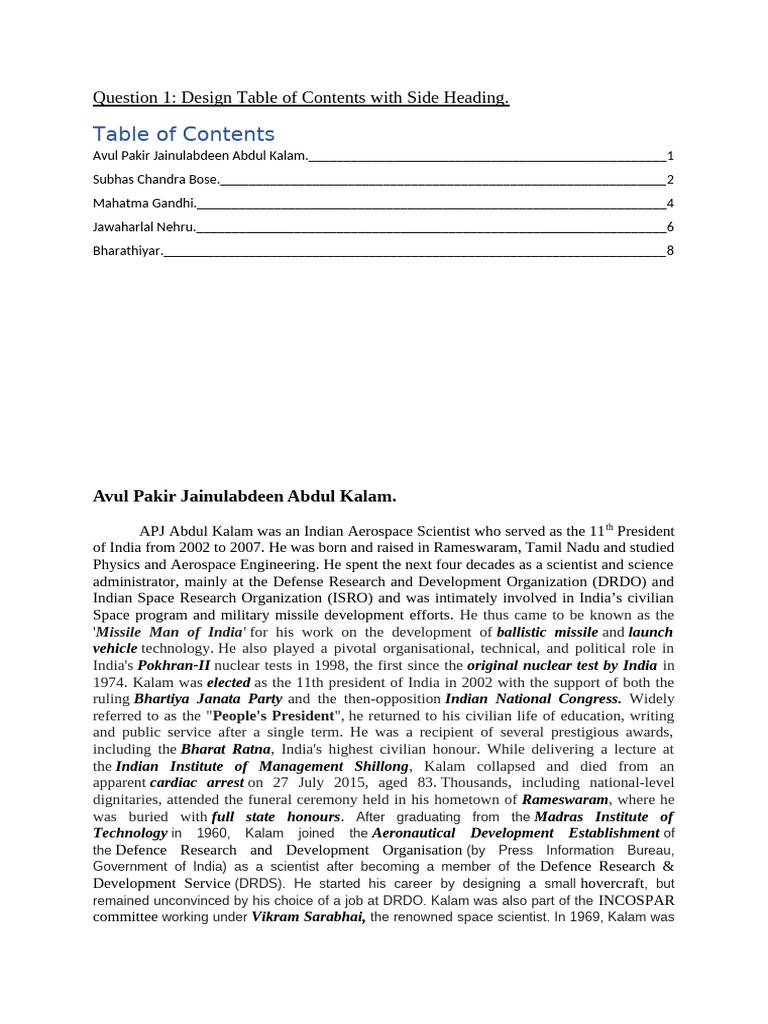 Practical (MS Word, Reference) | PDF | Mahatma Gandhi | Jawaharlal Nehru