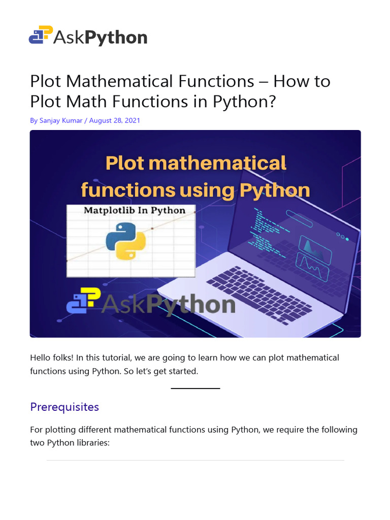 Plot Mathematical Functions | PDF | Python (Programming Language ... Plot Mathematical Functions | PDF | Python (Programming Language ...