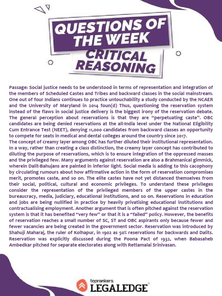 Critical Reasoning (1) | PDF | Social Inequality | Discrimination ...
