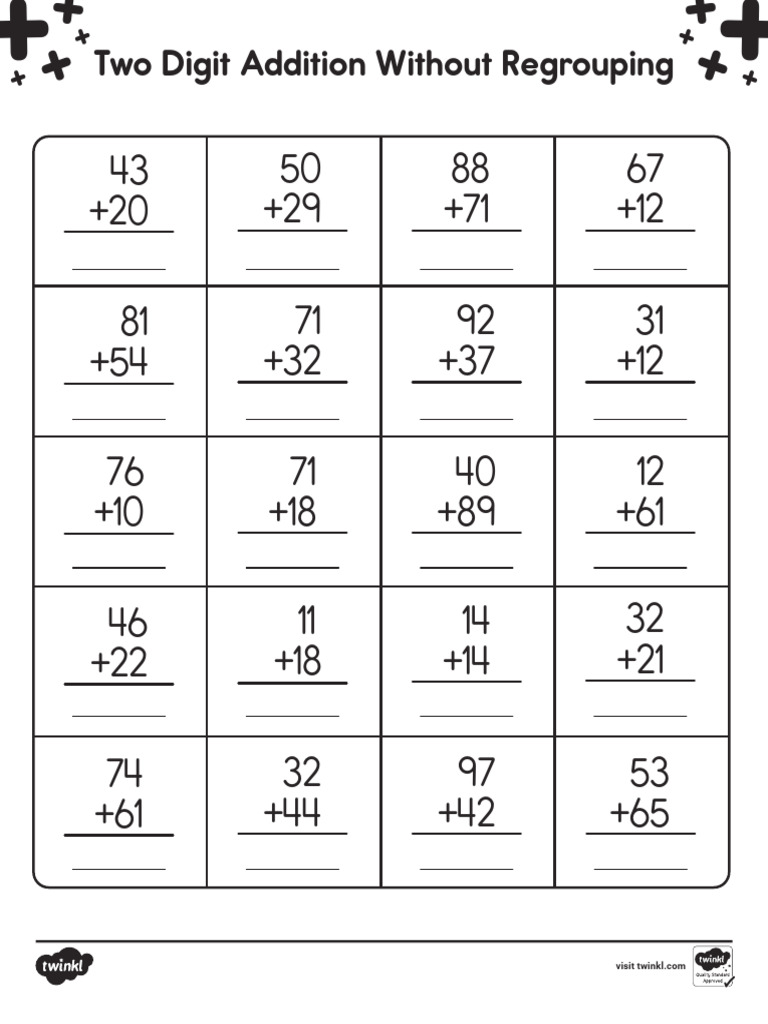 Second Grade Two Digit Addition Without Regrouping Activity Sheet | PDF