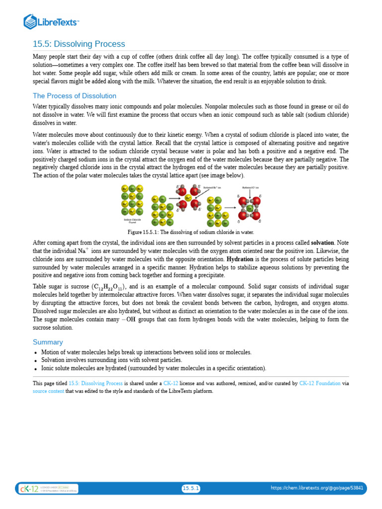 Dissolution Pdf Solvation Molecules
