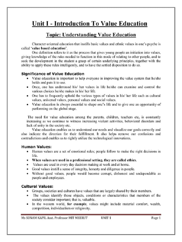 Unit-1 Human-Values | PDF