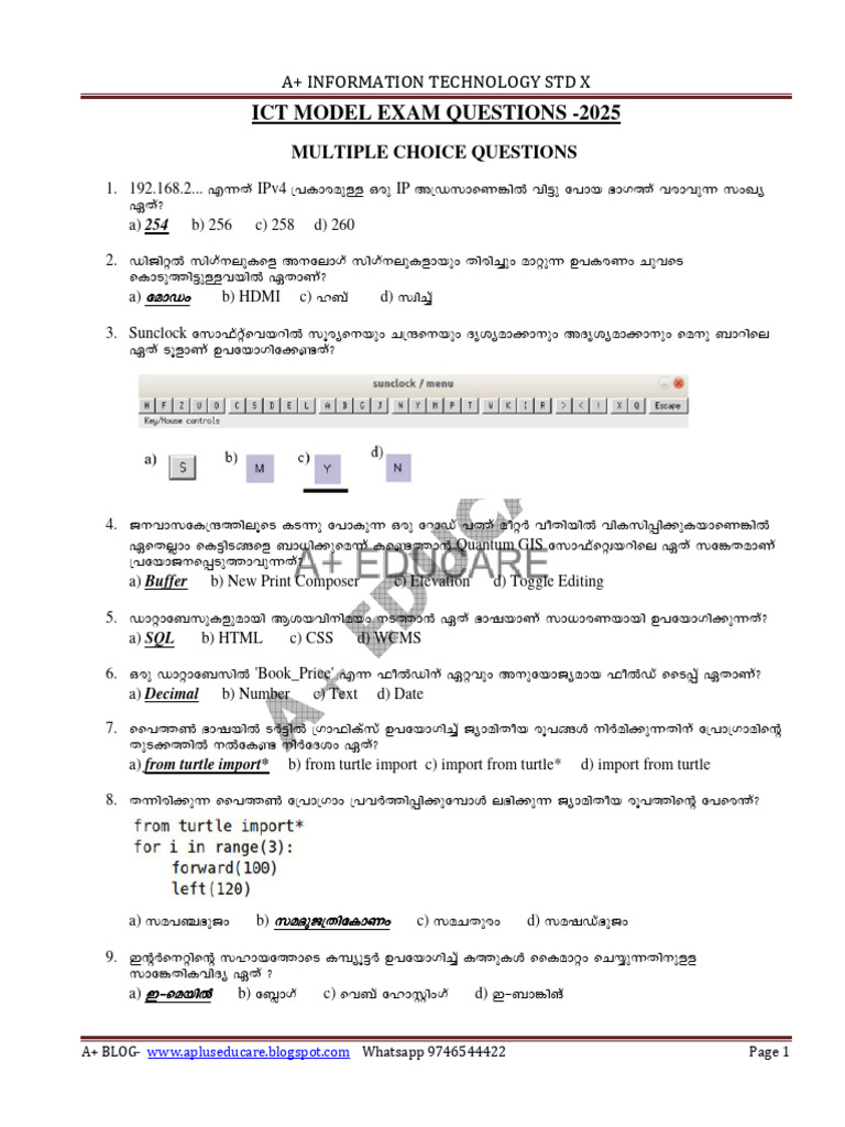 SSLC It Model Exam 2025-Theory Questions and Answers (MM) | PDF ...