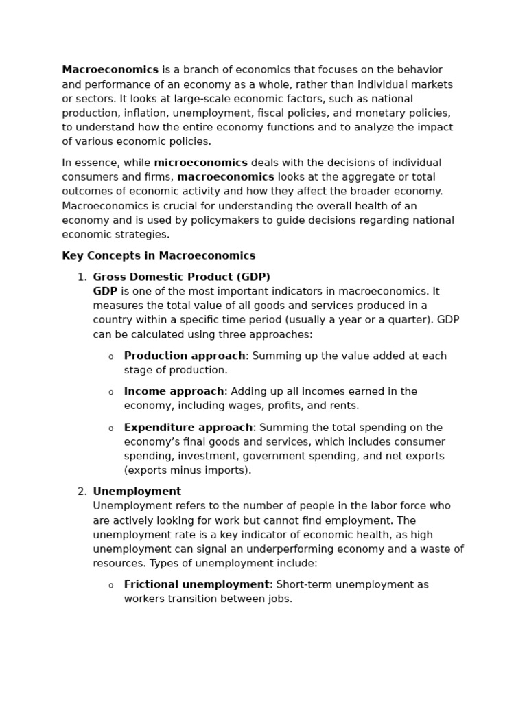 Macroeconomics Is A Branch of Economics That Focuses On The Behavior ...