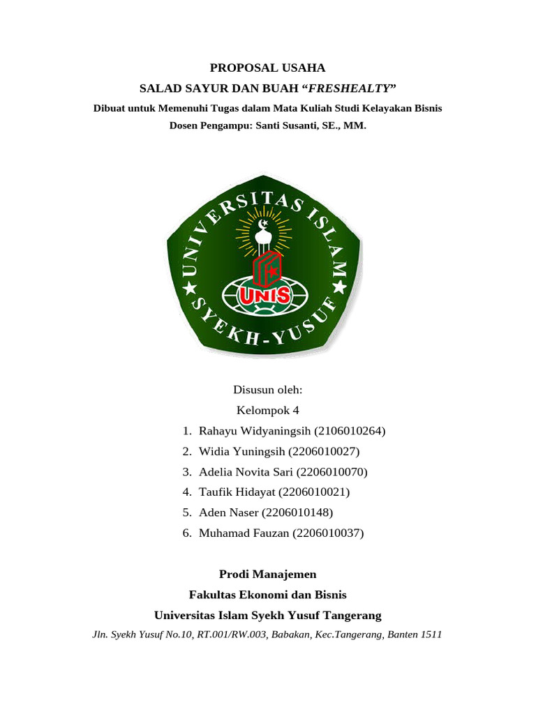 Proposal Usaha Salad "FresHealthy" | PDF