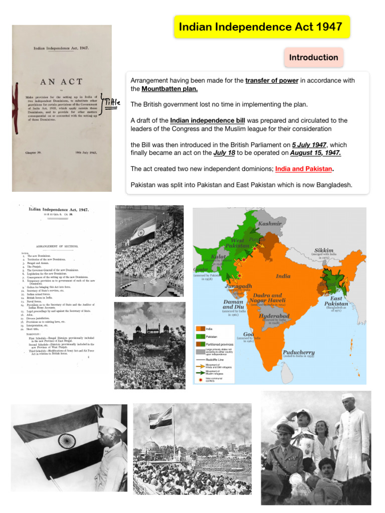 Indian Independence Act of 1947 Explained | PDF | Partition Of India ...